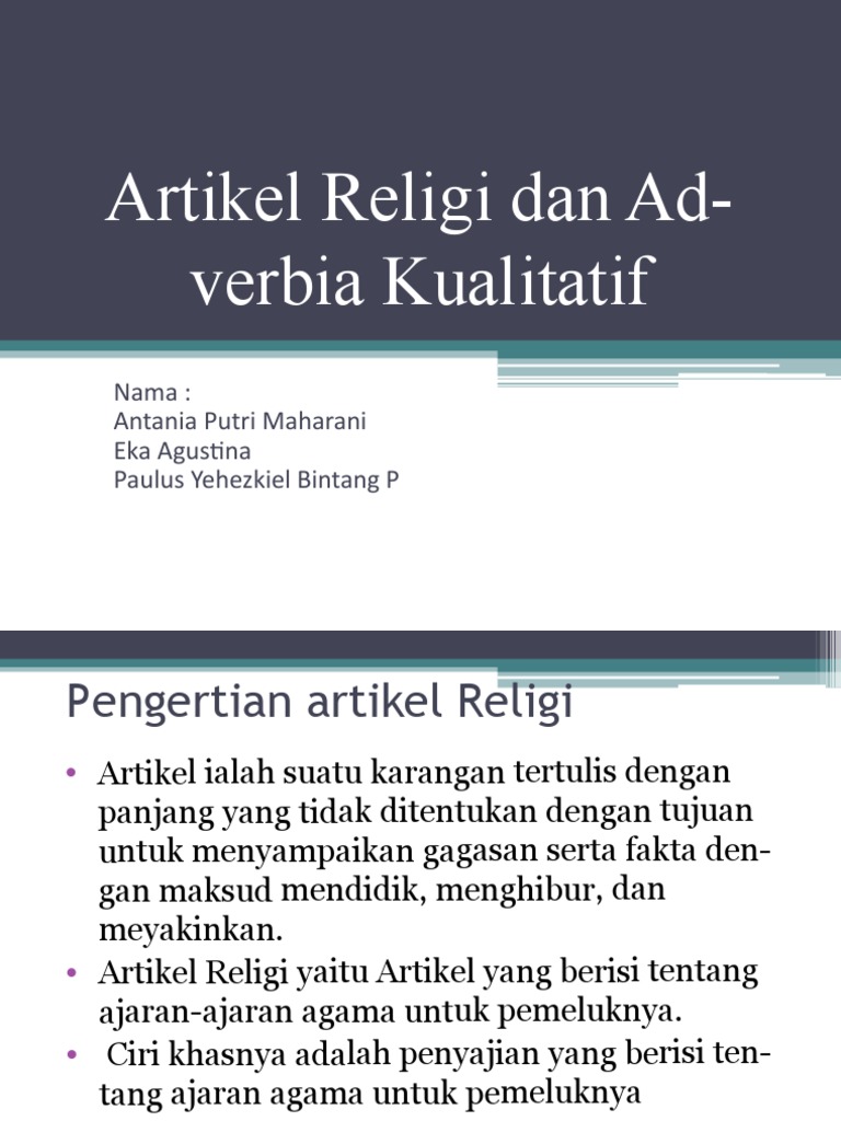 Pengertian dan Contoh Artikel Religi | PDF