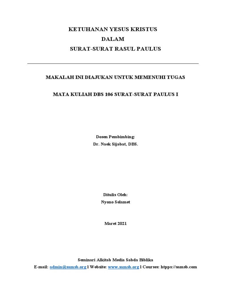 06 DBS 105 Ketuhanan Yesus Kristus | PDF