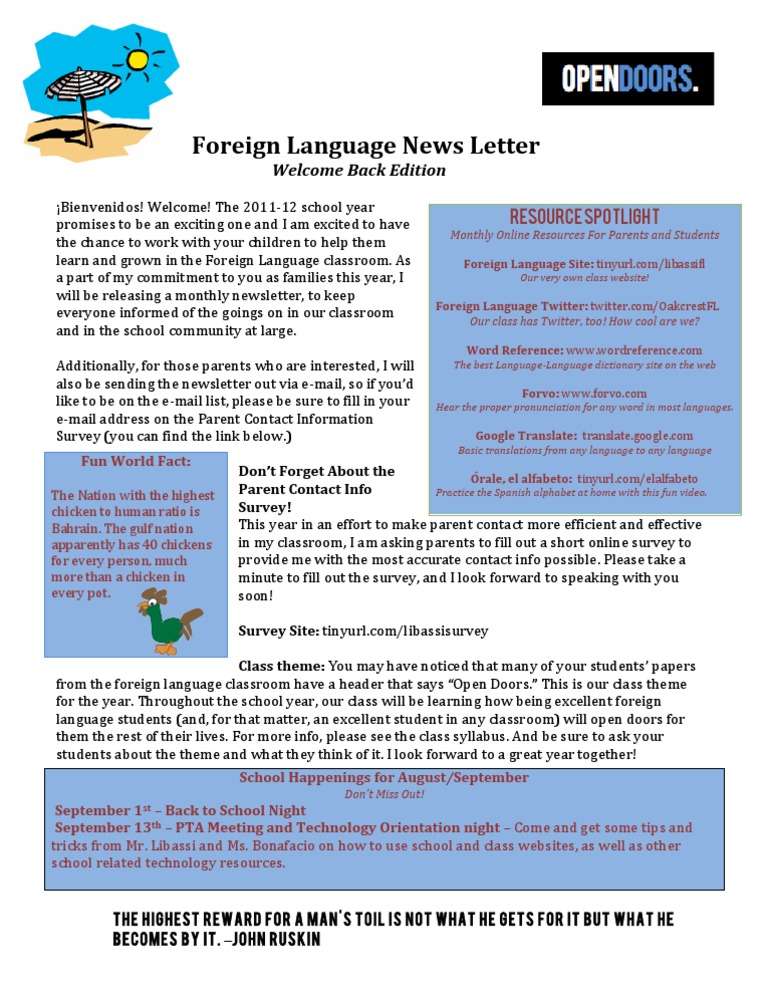 Foreign Language News Letter | Download Free PDF | Communication | Internet
