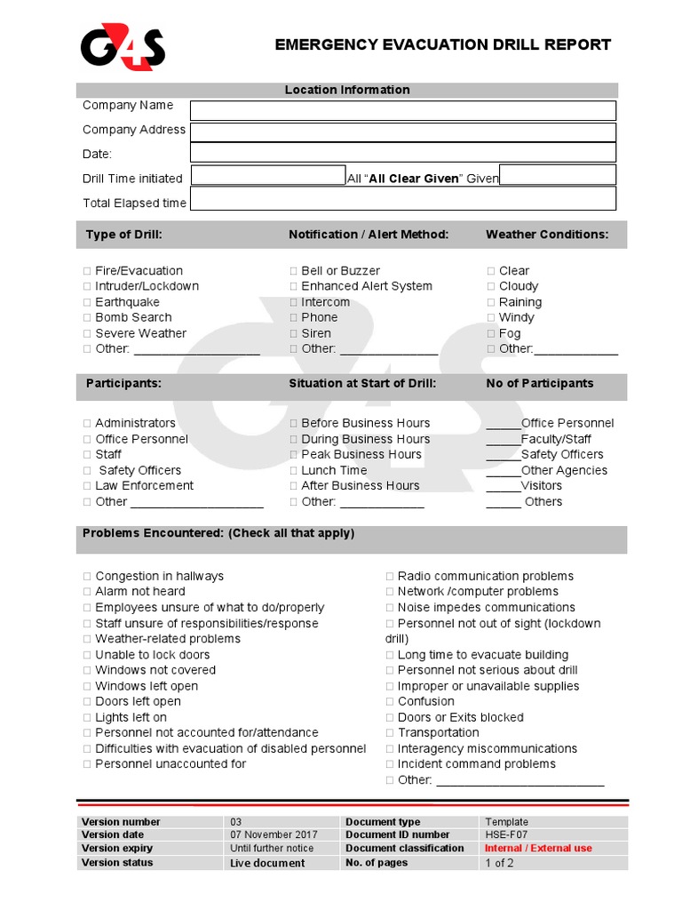 Emergency Evacuation Drill Report | PDF | Emergency Evacuation | Emergency