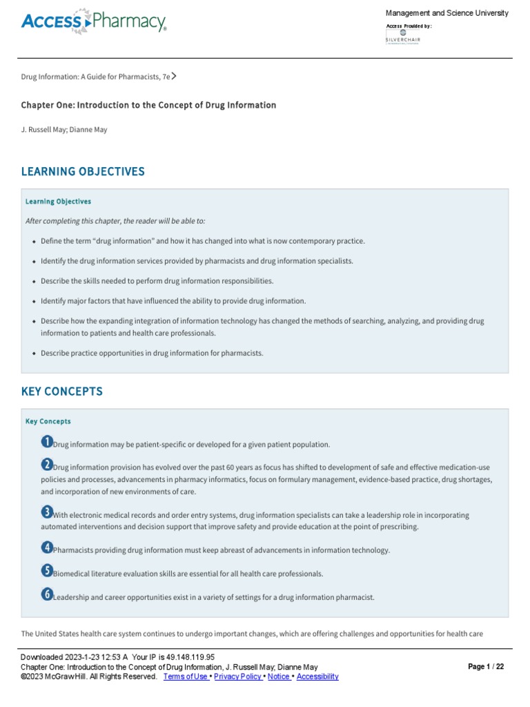 Introduction To The Concept of Drug Information | PDF | Pharmacy ...