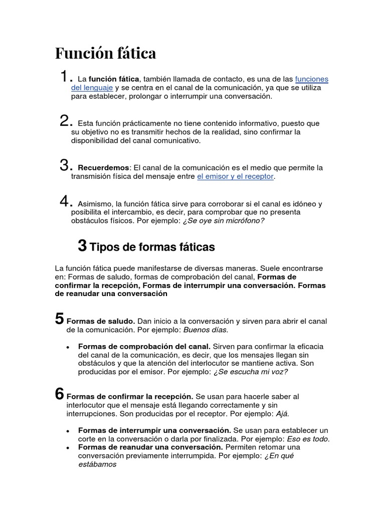 Función Fática: Tipos y Ejemplos | PDF | Comunicación