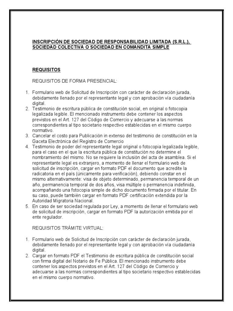 Requisitos SRL | PDF