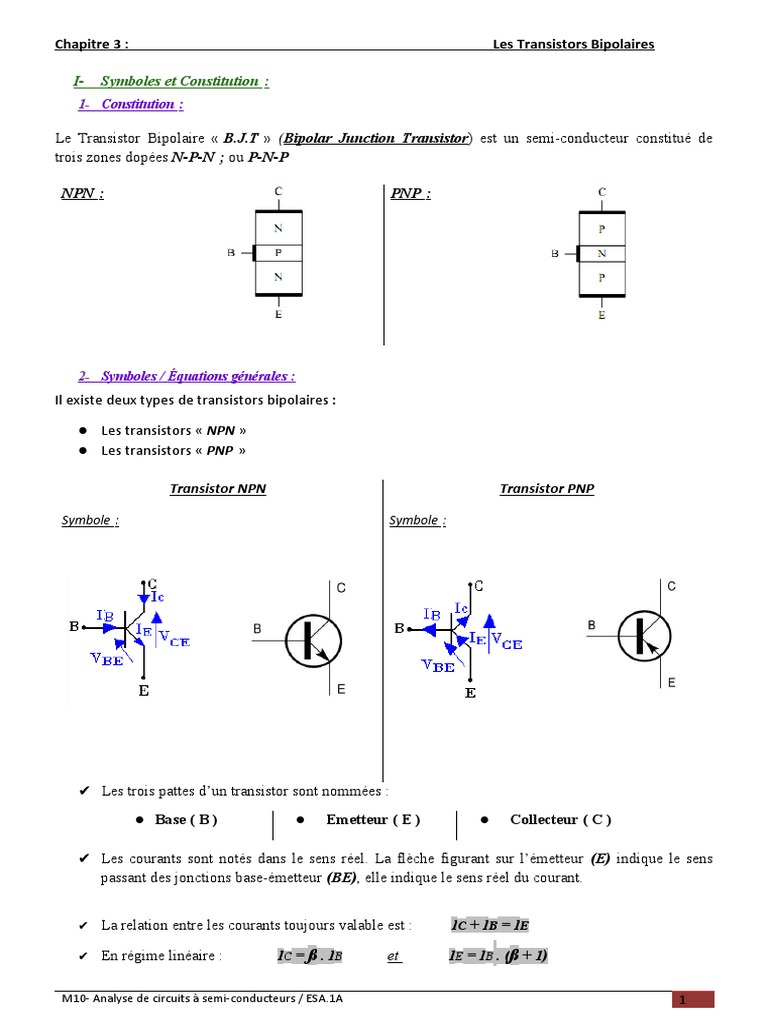 Chapitre 3 - Les Transistors Bipolaires | PDF | Transistor bipolaire | Transistor