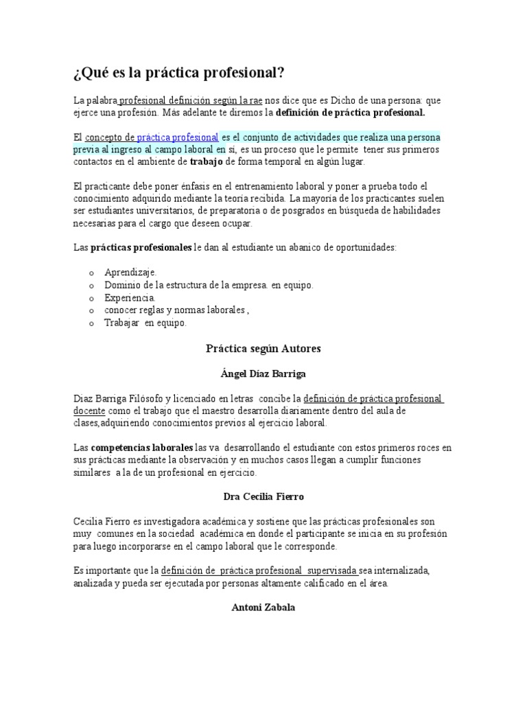 Qué Es La Práctica Profesional | PDF | Desarrollo profesional | Titulo ...
