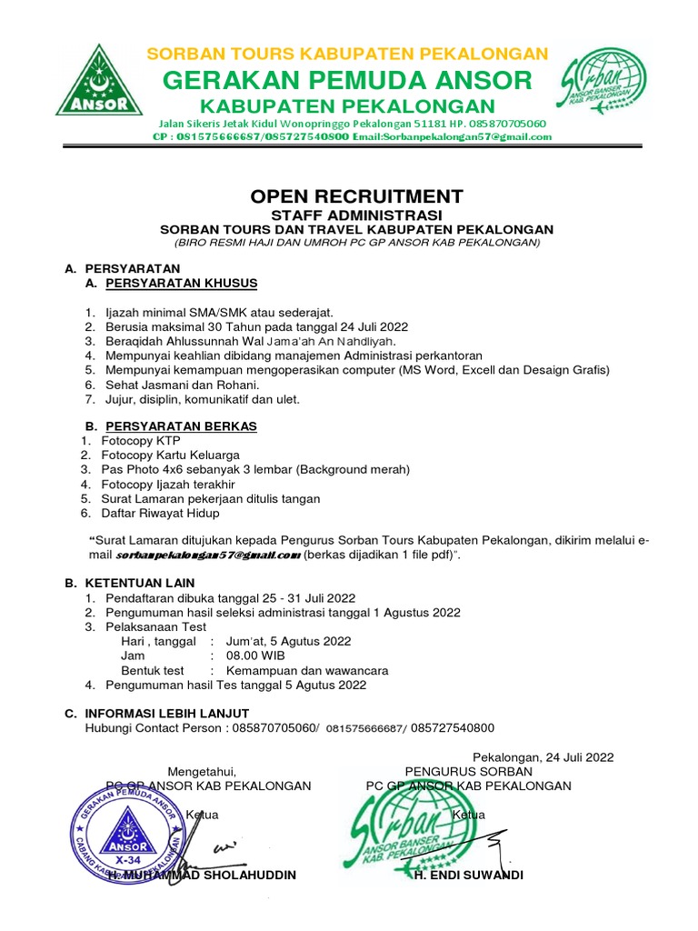 Open Recruitmen Karyawan | PDF | Karier & Perkembangan | Sains & Matematika