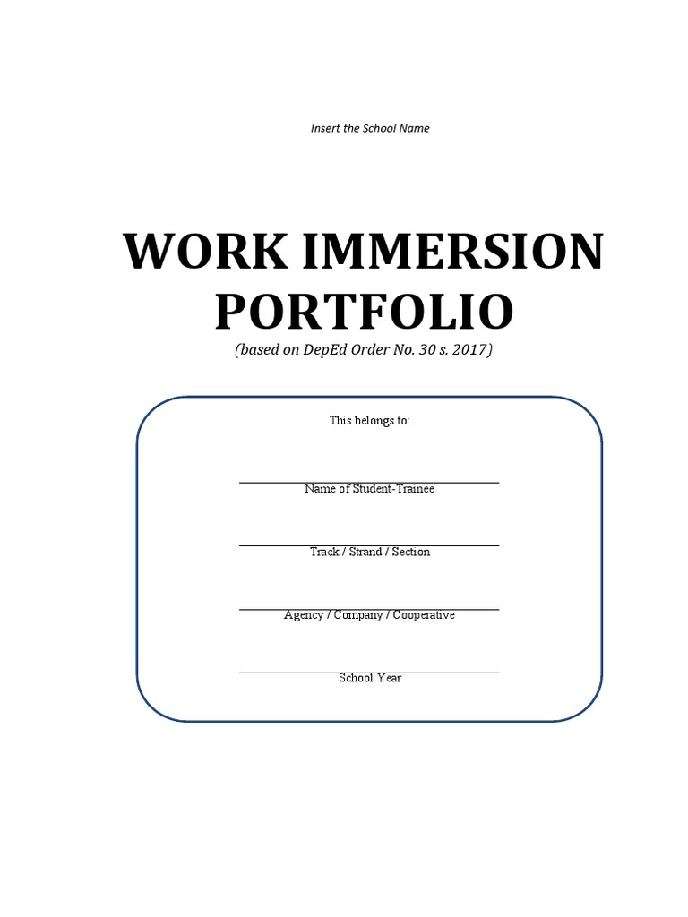 Work Immersion Portfolio Based On Deped-1 | PDF | Job Interview ...