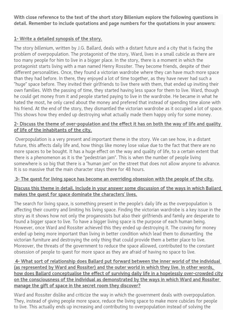 The Overcrowded City: An Analysis of J.G. Ballard's Short Story ...