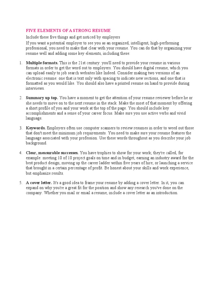 5 Elements of A Strong Resume | PDF | Résumé | Human Communication