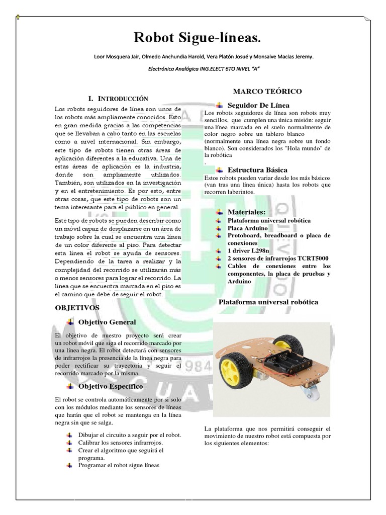 Proyecto Robot Seguidor de Linea-2 | PDF | Arduino | Ciencias de la Computación