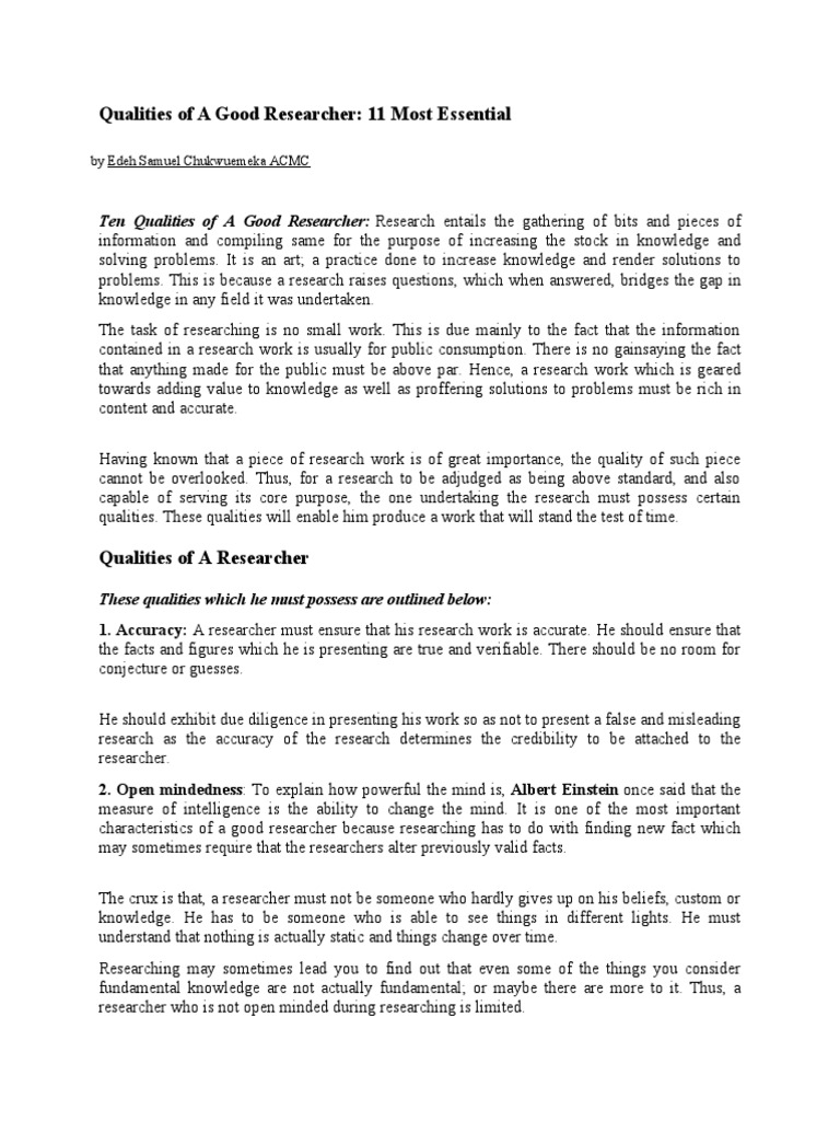 Qualities of an Effective Researcher: 11 Essential Attributes for ...