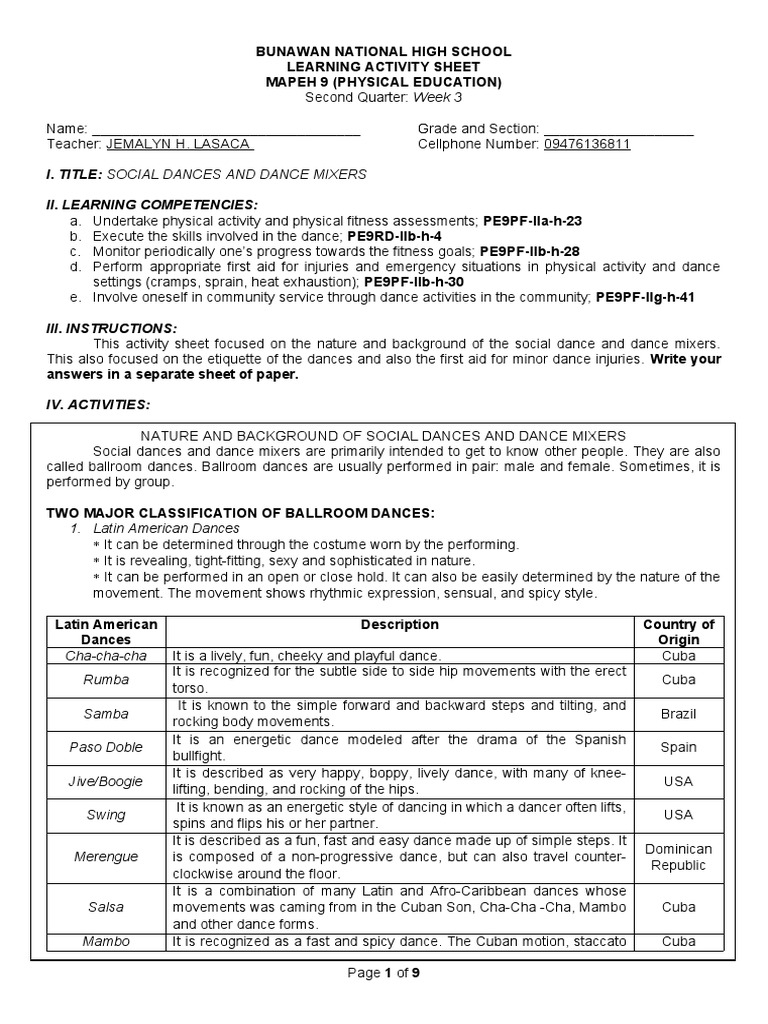 Las Mapeh 9 Q2 W3 Pe | PDF