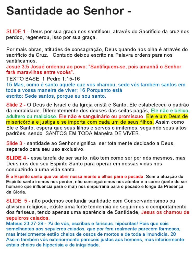 Santidade Ao Senhor | PDF | Santo | Pecado