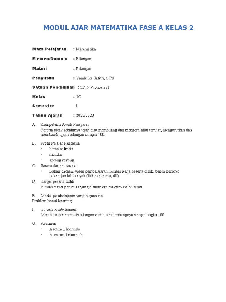 Contoh Model Ajar IKM 2023 | PDF | Karier & Perkembangan
