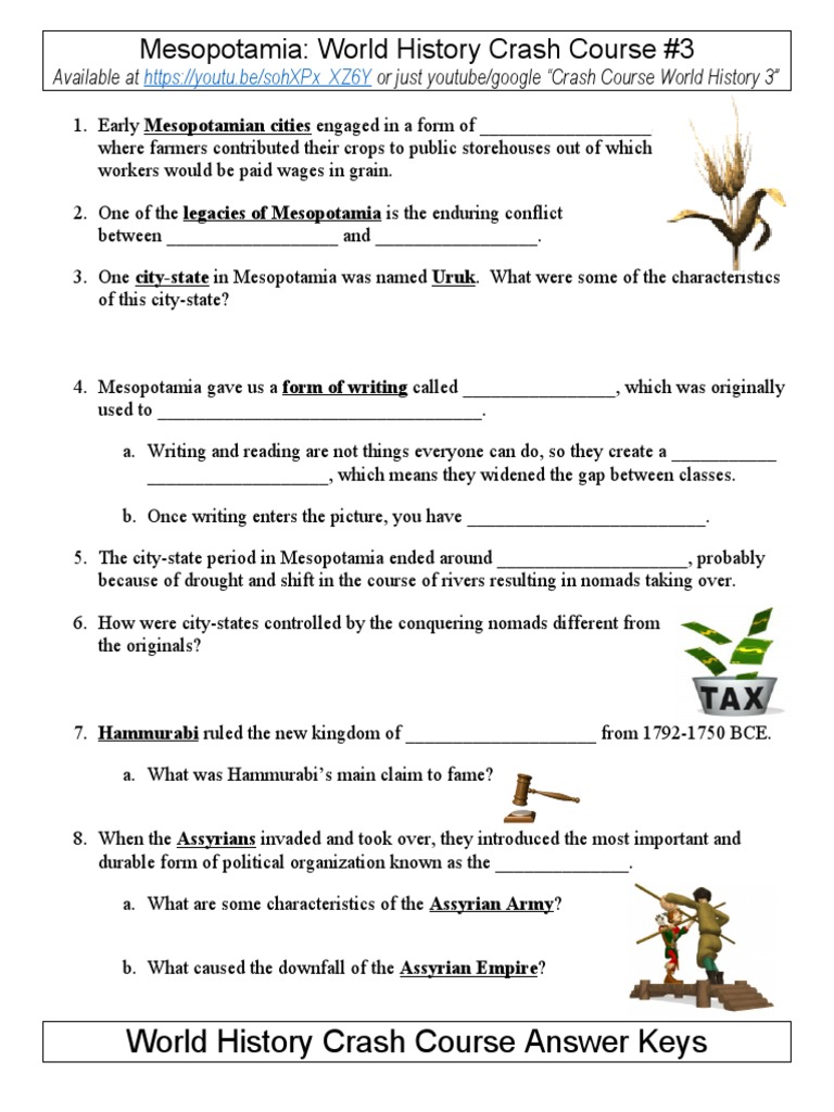 Crash Course World History 03 Mesopotamia Video Guide | PDF ...