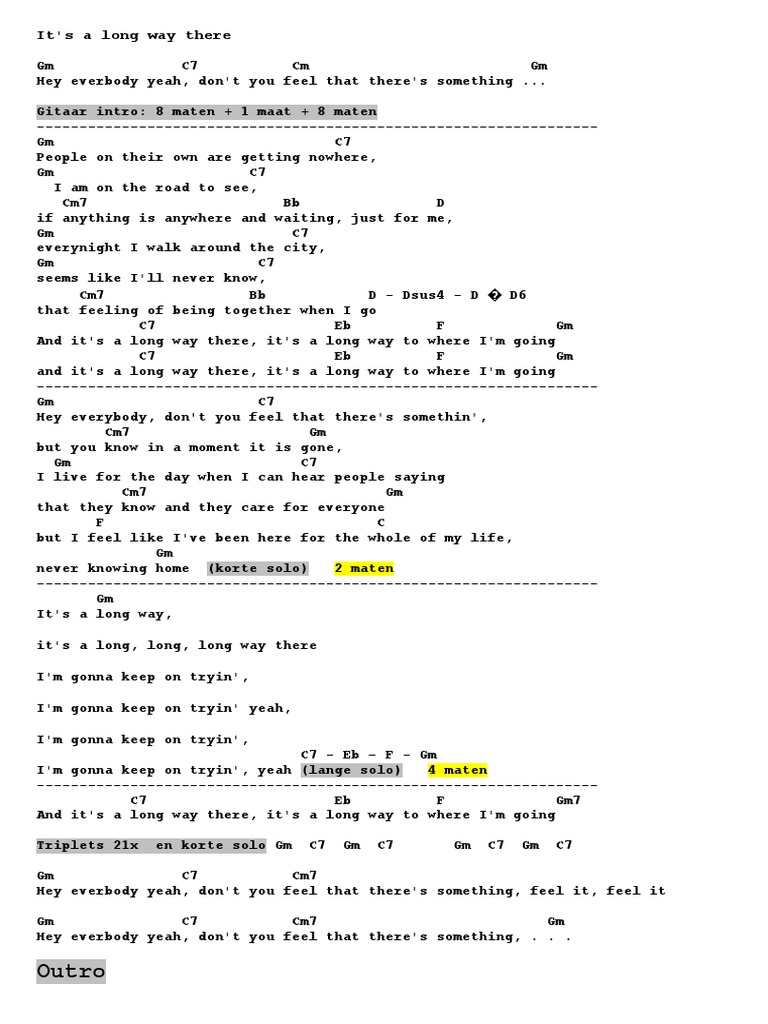 It's A Long Way There Chords | PDF
