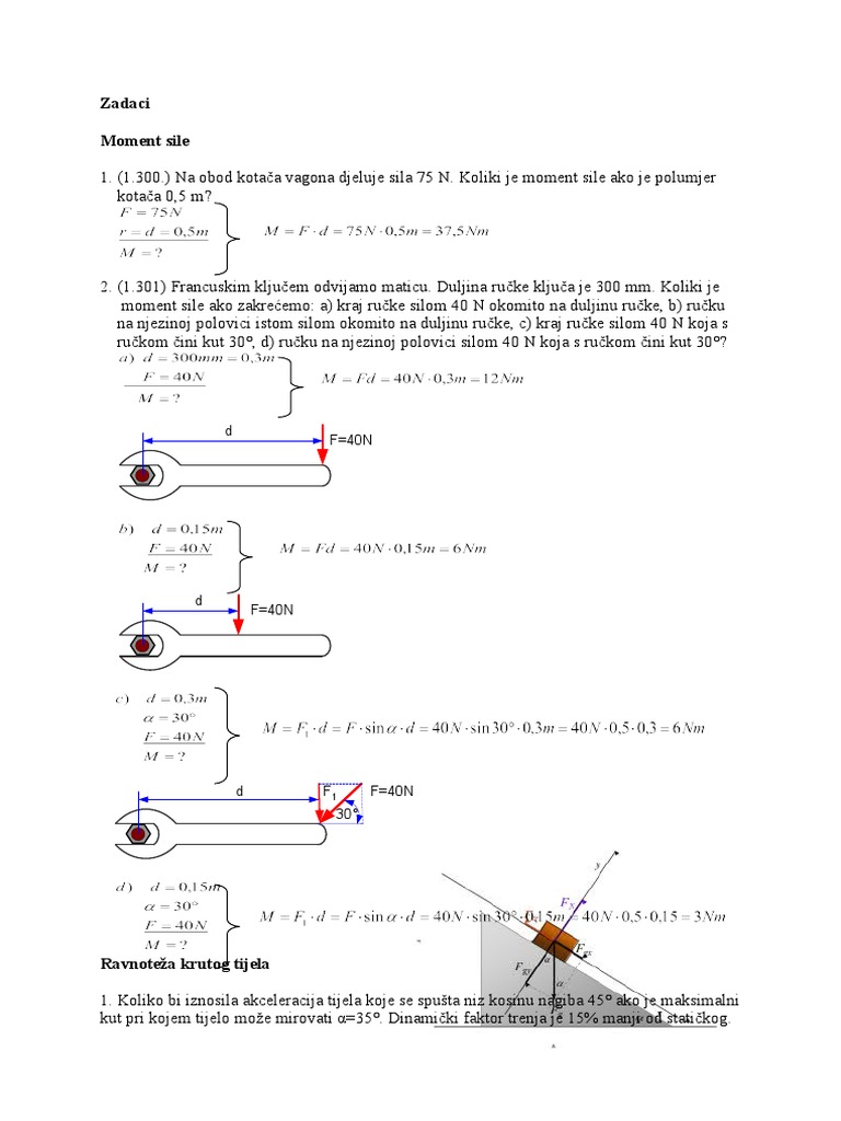 Moment Sile I Ravnoteža Krutog Tijela | PDF