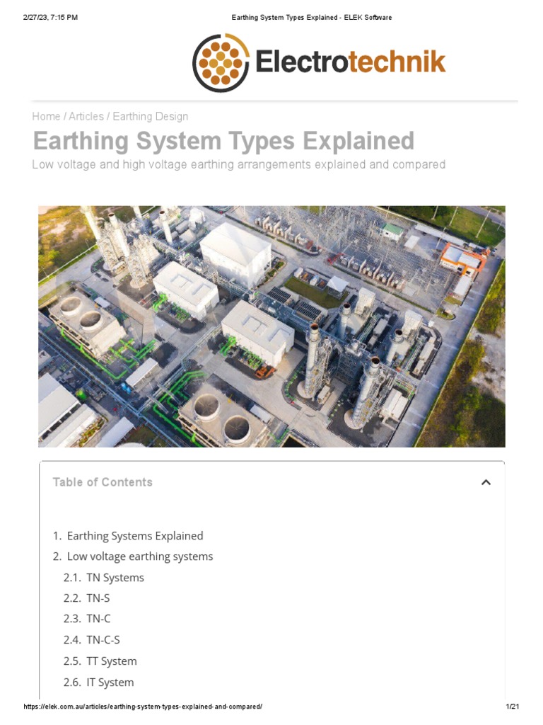 Earthing System Types Explained - ELEK Software | PDF | Inductor ...