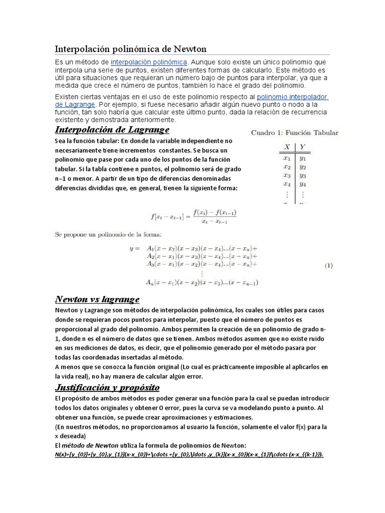 Interpolación Polinómica de Newton | PDF | Álgebra | Algoritmos