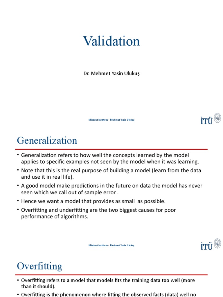 Lecture 5 Validation Pdf Cross Validation Statistics Mean