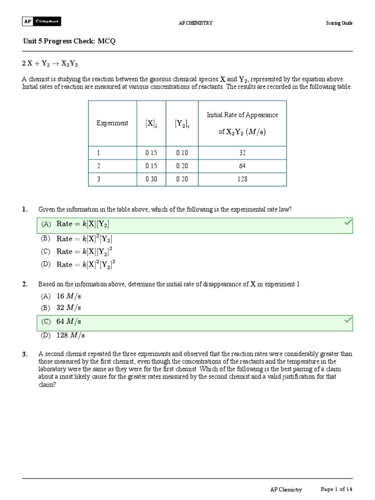 UNIT 5 Practice - KEY | PDF | Reaction Rate | Chemical Reactions