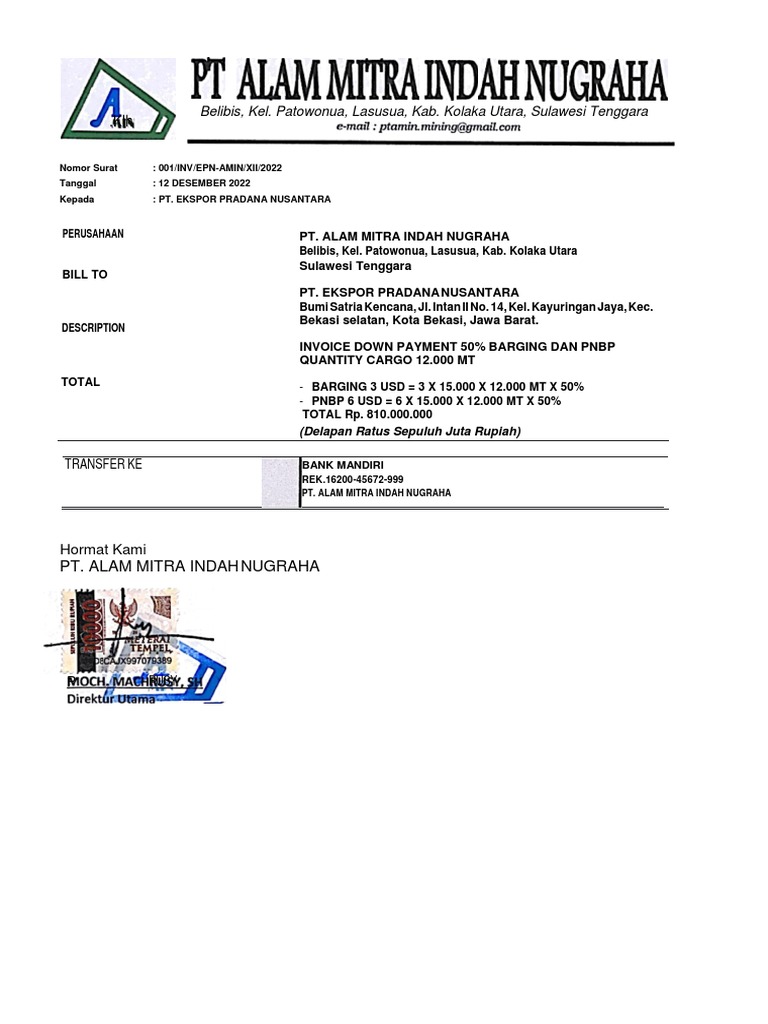 INVOICE DOWN PAYMENT | PDF