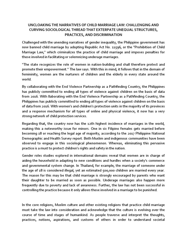 Mamento Perspective Child-Marriage | PDF | Marriage | Child Marriage