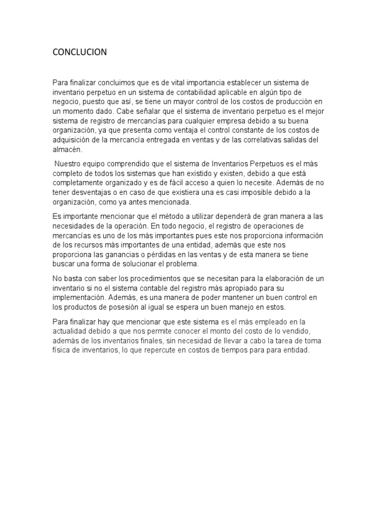 CONCLUCION (Contabilidad) | PDF