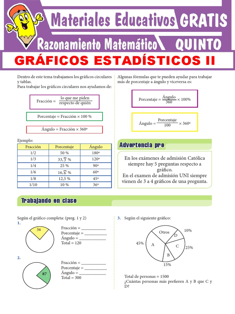 Gráficos Circulares y Tablas para Quinto Grado de Secundaria | PDF