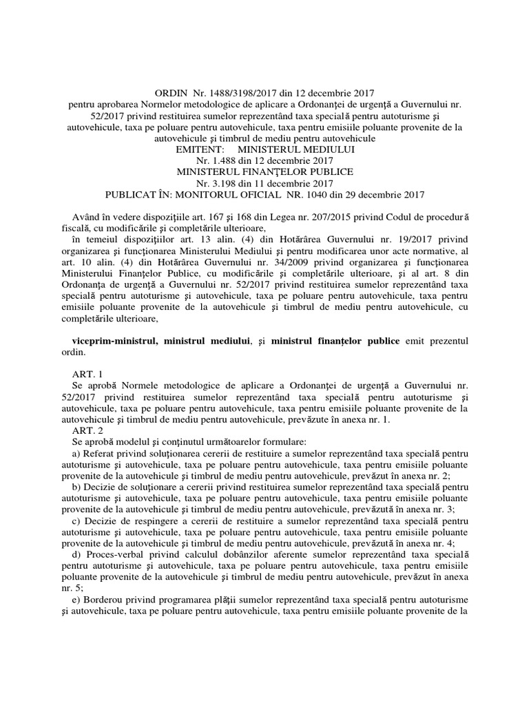 Ordin 1488 2017 | PDF