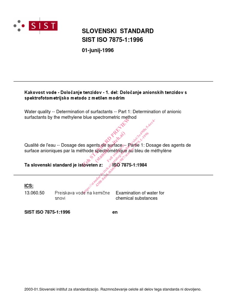 Sist Iso 7875 1 1996 | PDF | International Organization For ...