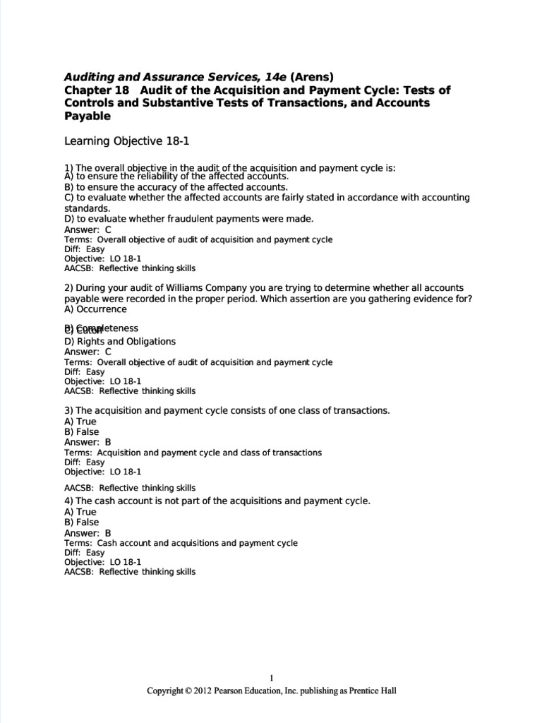 Chapter 18 - Audit Acquisition Sample Problem | PDF | Accounts Payable ...