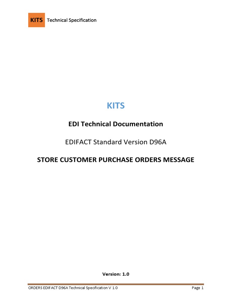 KITS EDIFACT D96A Technical Specification | PDF | Electronic Data ...