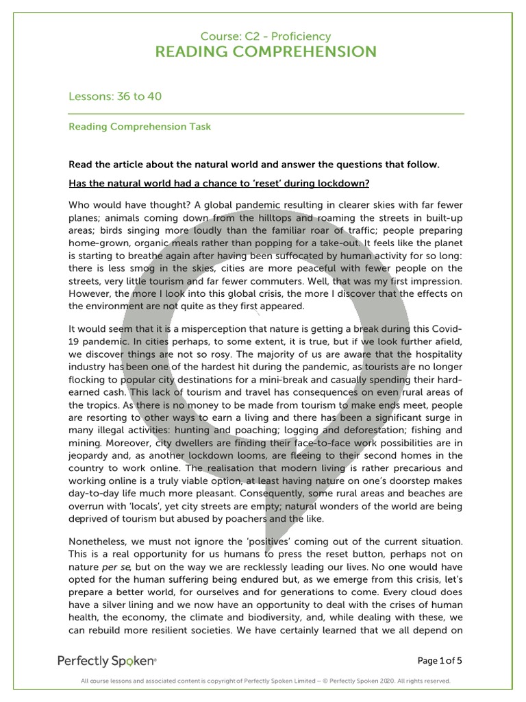 C2 - Lesson 36-40 - Reading Comprehension | PDF