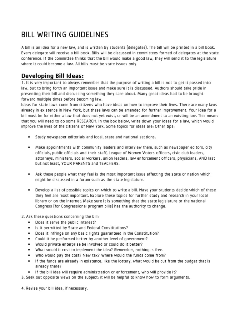 How To Write A Bill | PDF | Bill (Law) | United States Congress