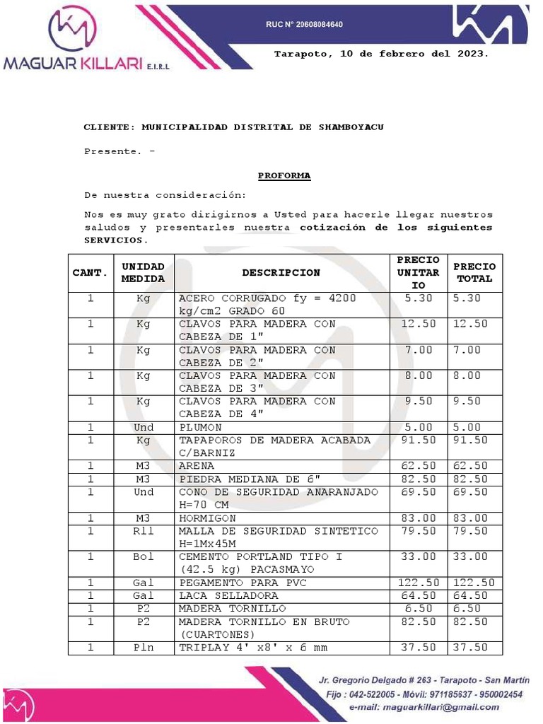 Proforma Materiales | PDF | Estética | Pinturas