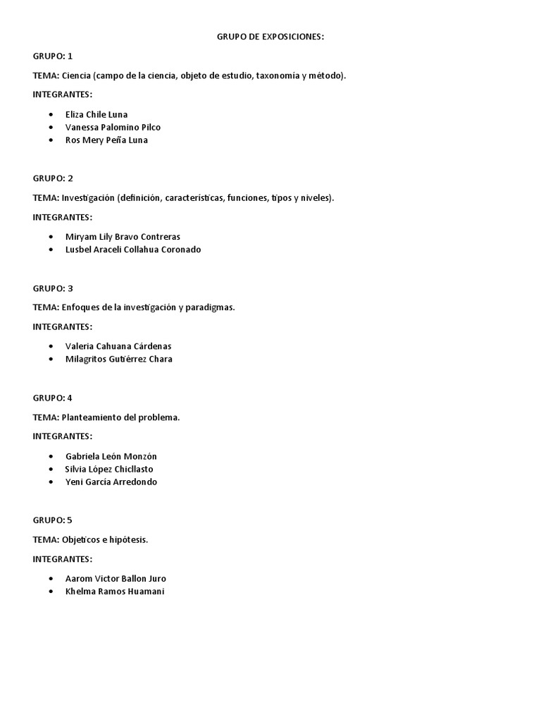 Grupo de Exposiciones | PDF | Science | Metodología