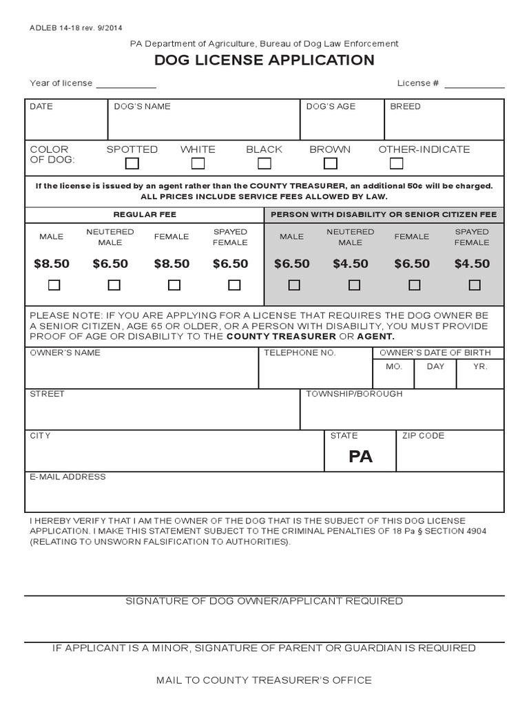 Dog License Application | PDF