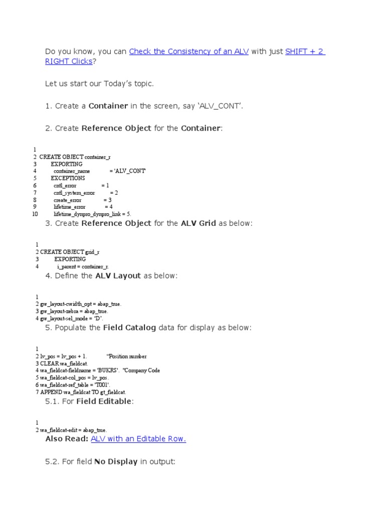 Extensive Tips And Tricks For Interactive Sap Alv Pdf Database Index Computer Engineering