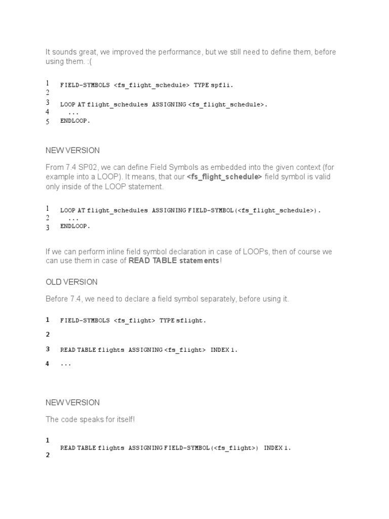Field Symbols New Syntax | PDF