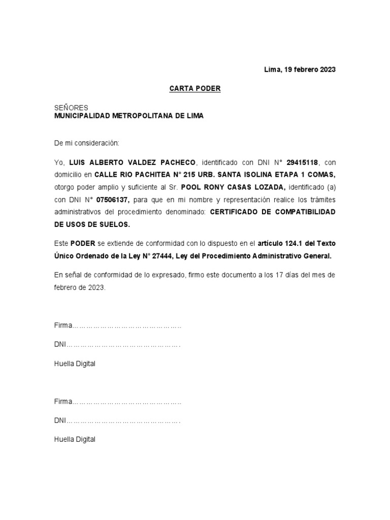 Carta Poder Simple | PDF