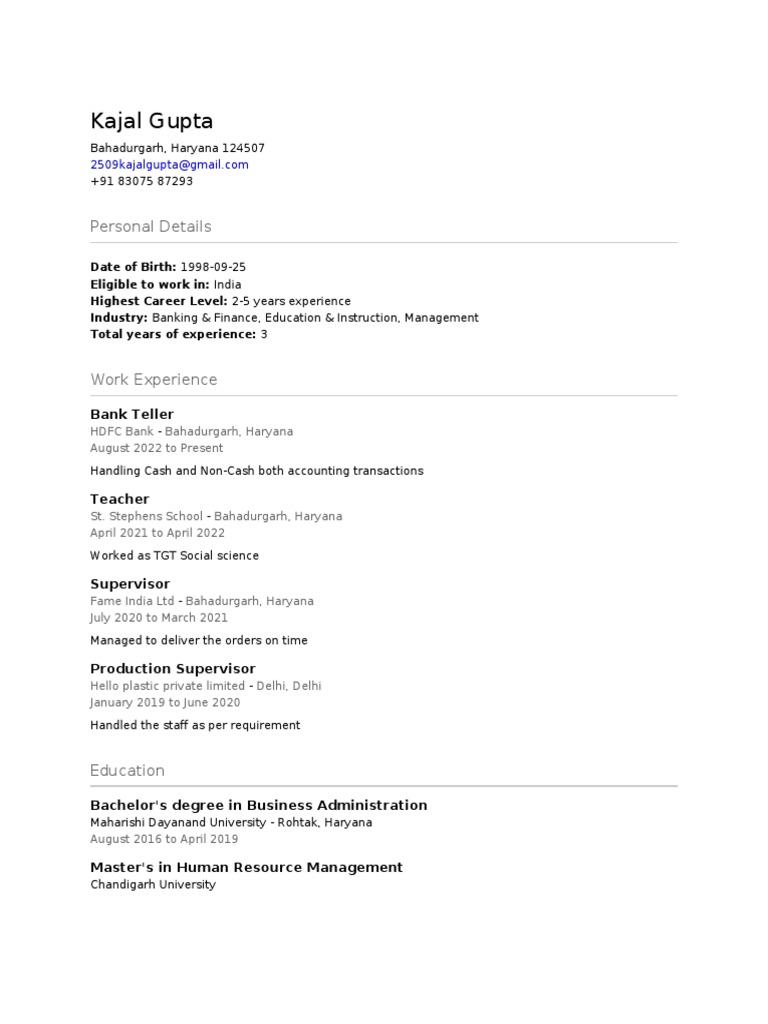 Kajal Gupta | PDF | Career & Growth