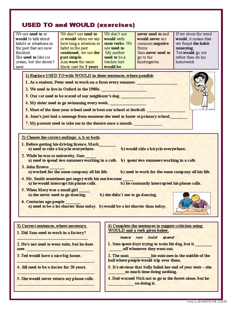 Used To and Would (Exercises) | PDF | Linguistics