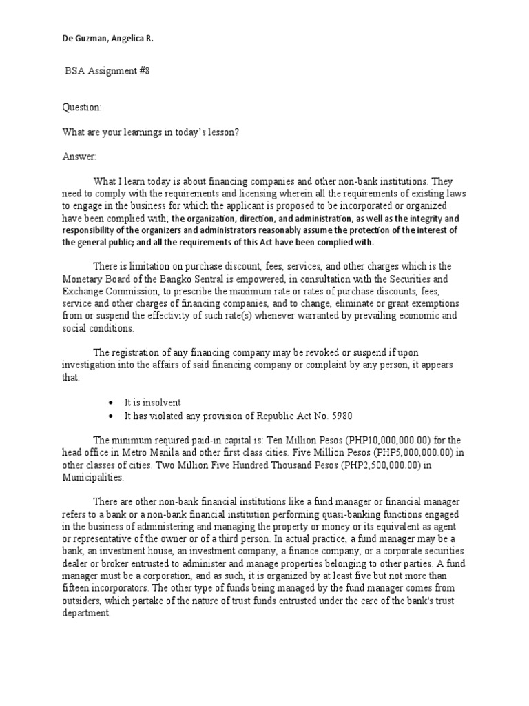 BSA Assignment 8 - FIN - 1 | PDF | Securities (Finance) | Stocks