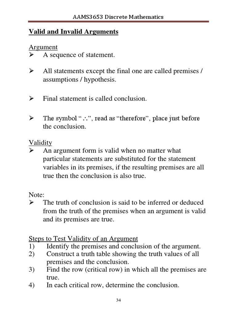 Valid And Invalid Arguments In Discrete Mathematics Pdf Argument