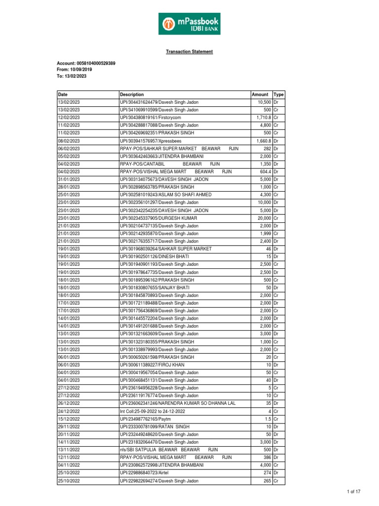 872 Idbi Statement | PDF | Web Application | E Commerce