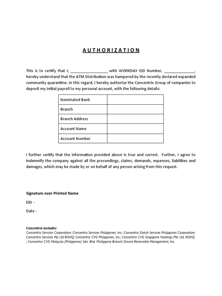 Pesonet Authorization Form | PDF