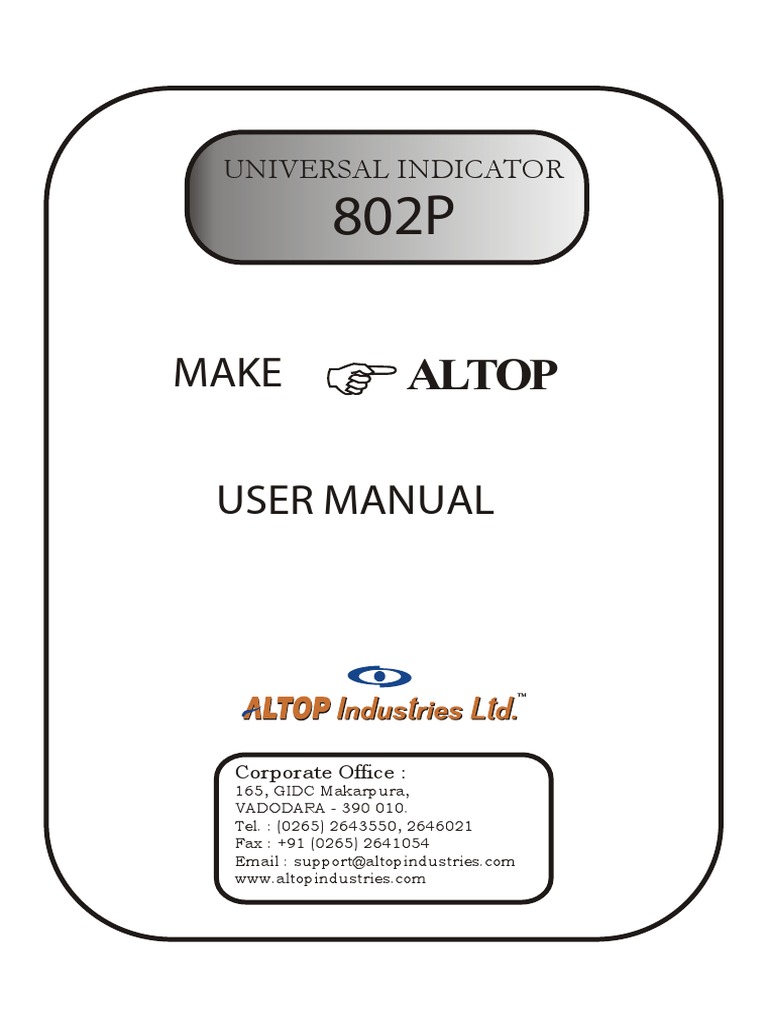 User Manual for the ALTOP Universal Indicator Model 802P | PDF | Parameter (Computer Programming ...