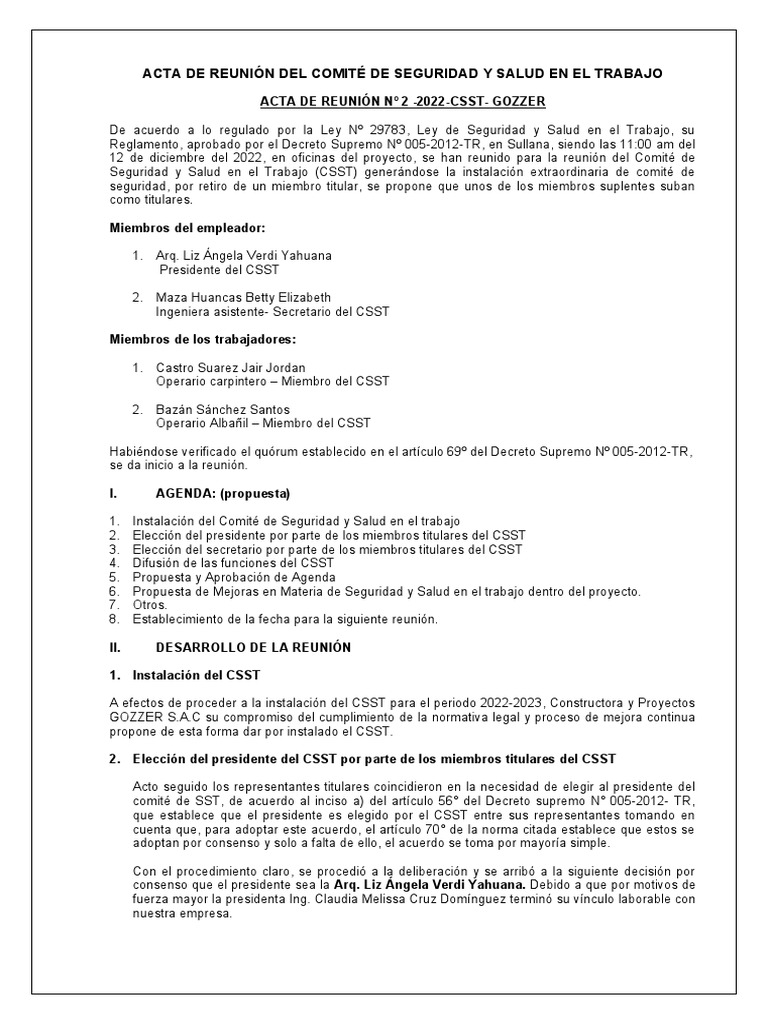 Acta de Elección del CSST 2022 | PDF | Gobierno