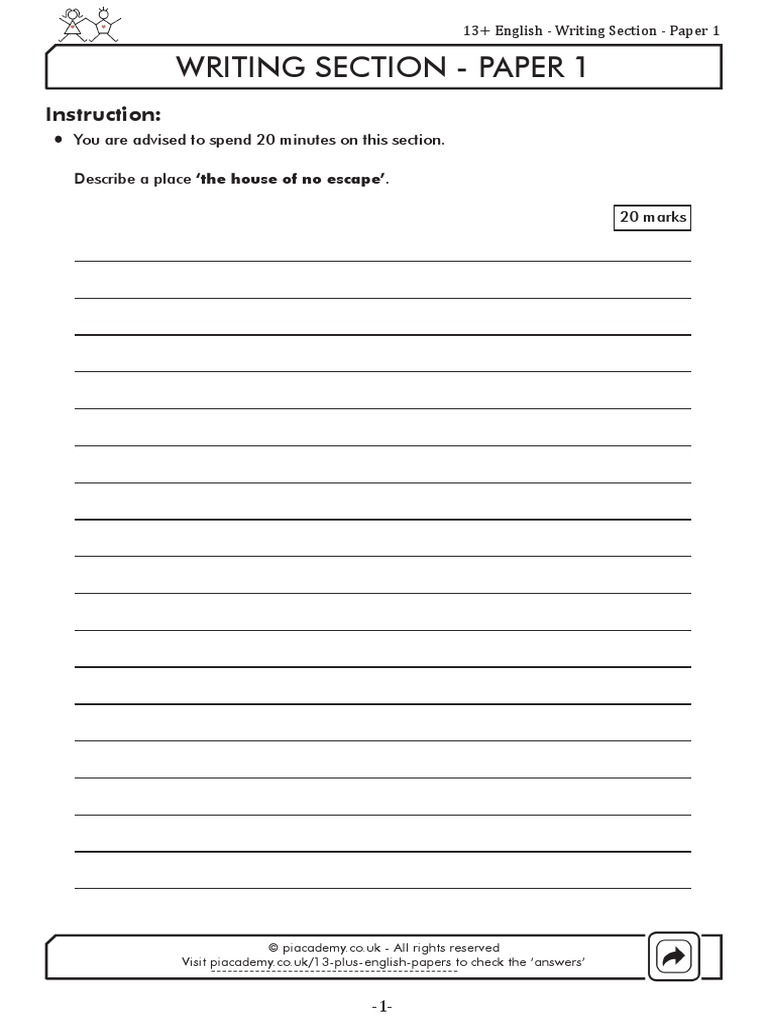 13 Plus Free English Writing Section Paper 1 HSD | PDF
